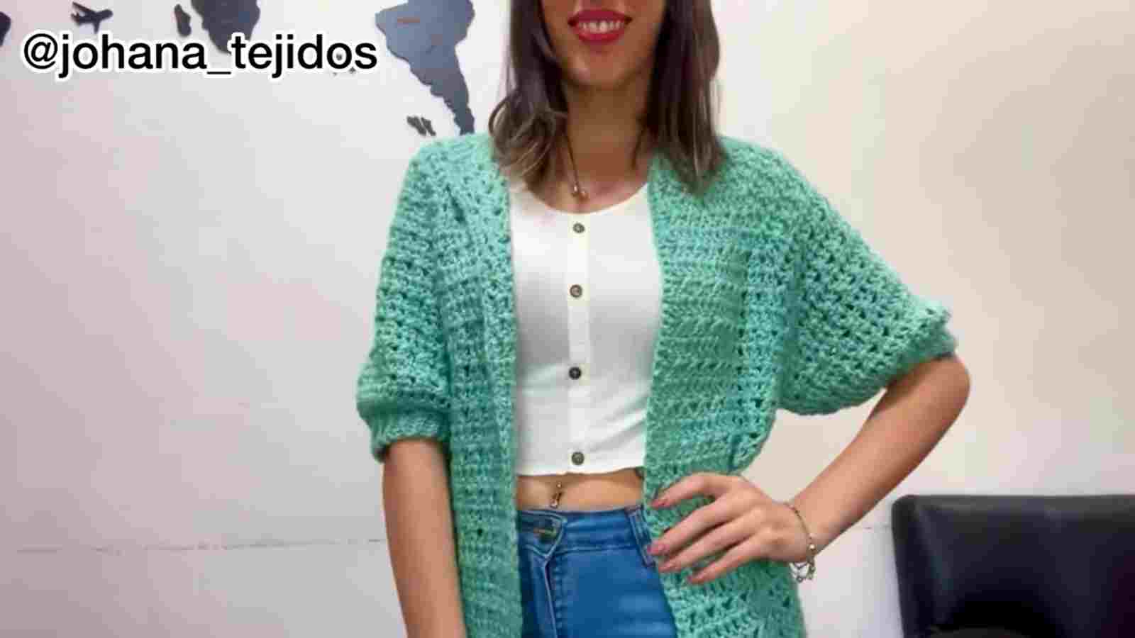 Como Tejer Bonito Cardigan para principiante a Crochet - Aprende a Tejer